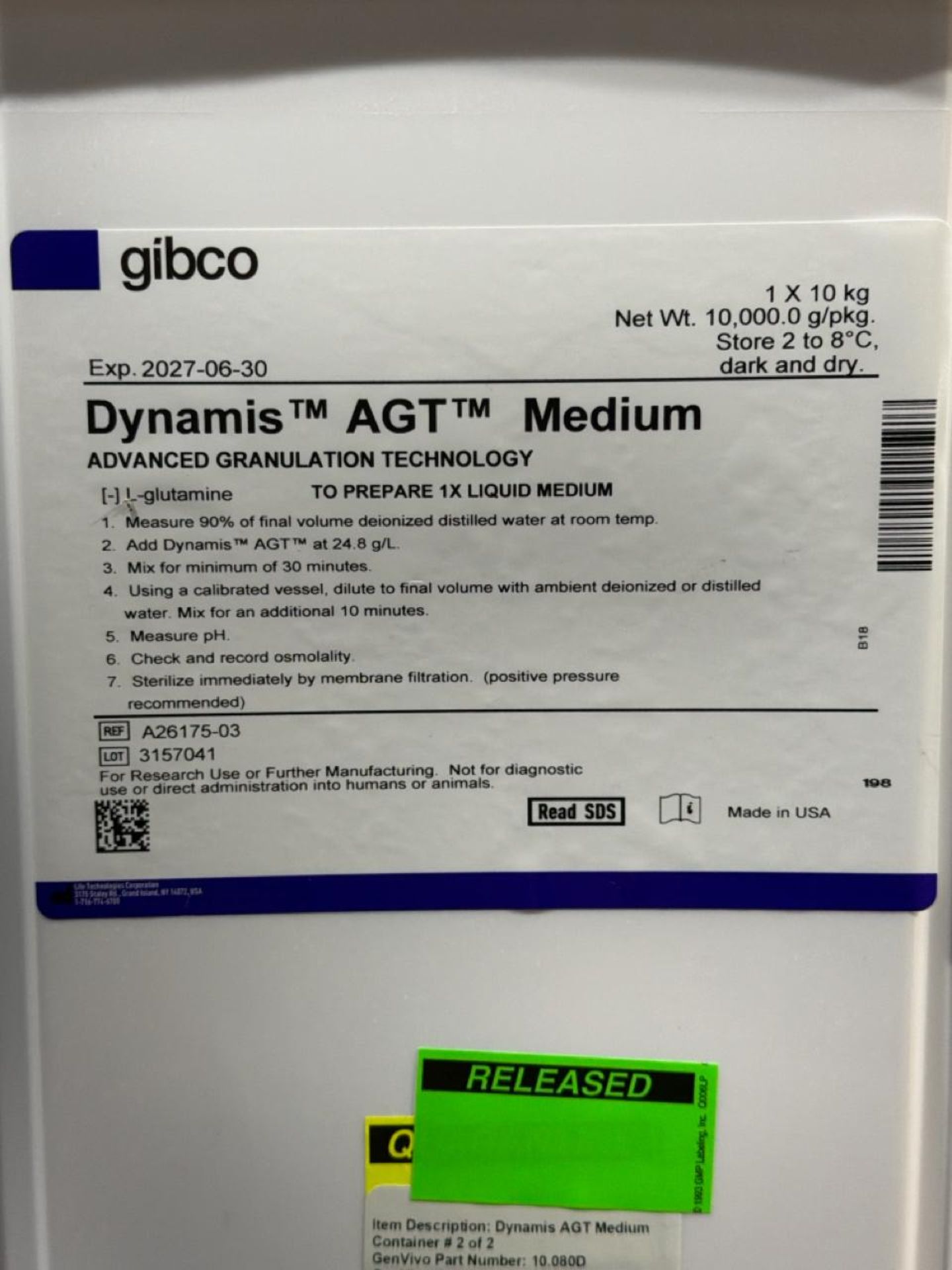 Gibco Dynamis AGT Medium Solutions