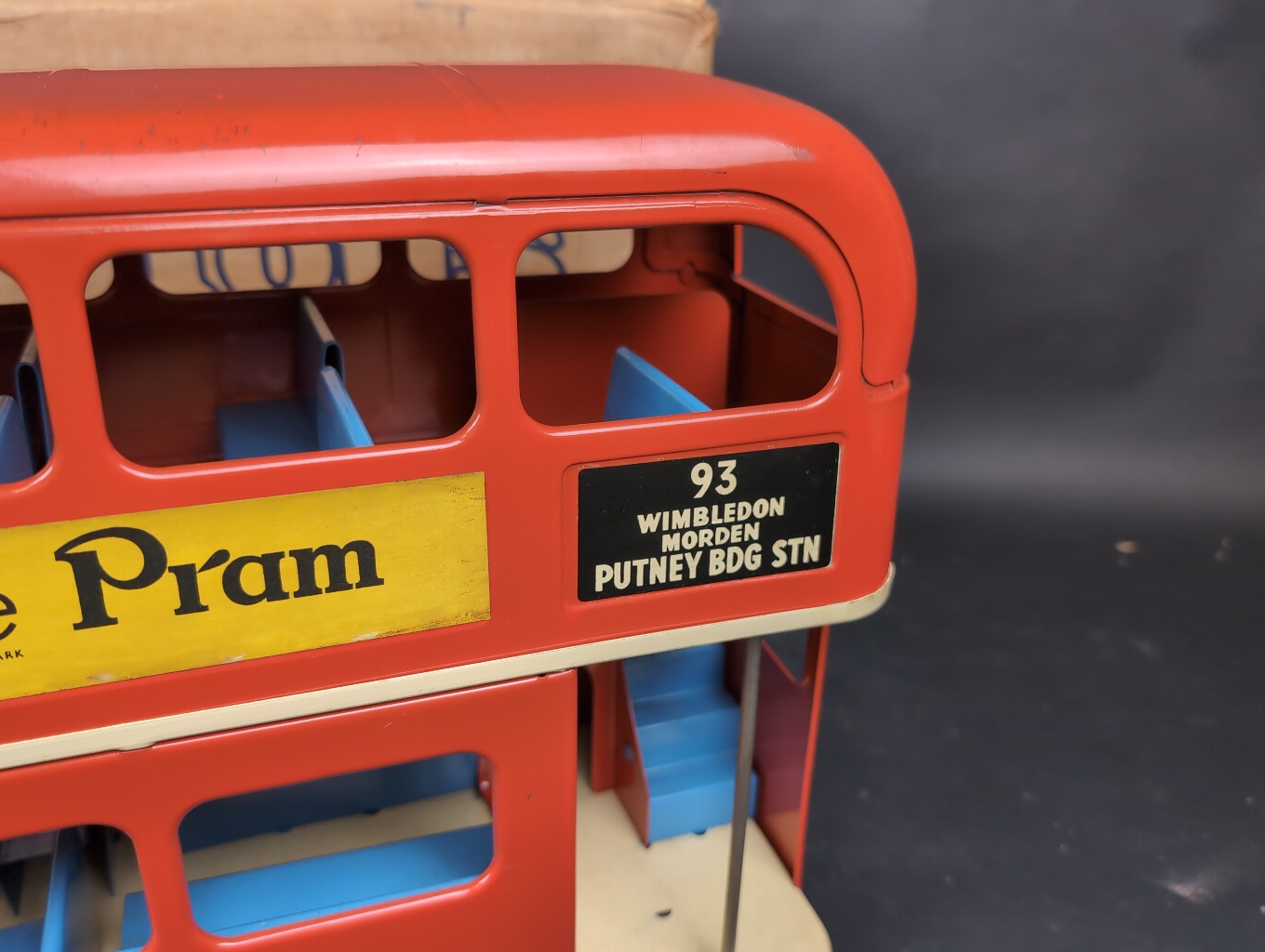Tri-ang tin plate model double decker bus displaying route 93 Wimbledon ...