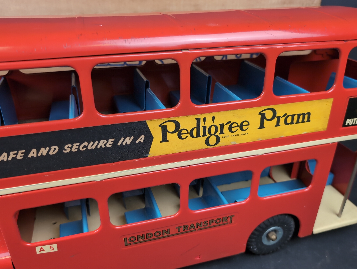 Tri-ang tin plate model double decker bus displaying route 93 Wimbledon ...