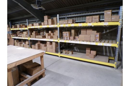 Three bays of boltless adjustable racking, 2.8m x 900 x height 2.4m ...