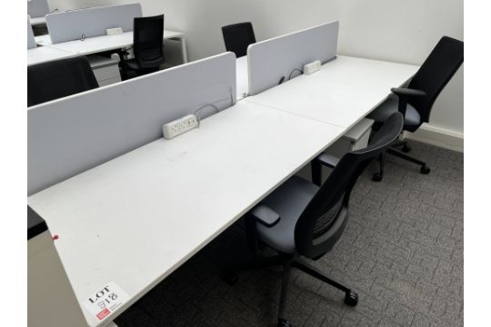 4-desk pod with 4 operators chairs, 2 under-desk pedestals and 2 ...