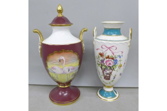 Two vases, Minton Rose Basket vase, no6421, 1993, and hand painted ...