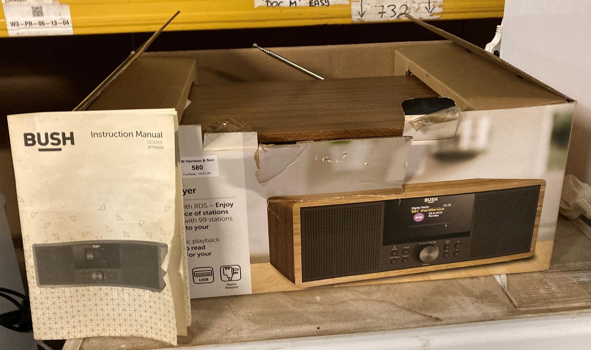 A Bush DAB+/DAB digital FM Radio with CD player model: DC 826B in box ...