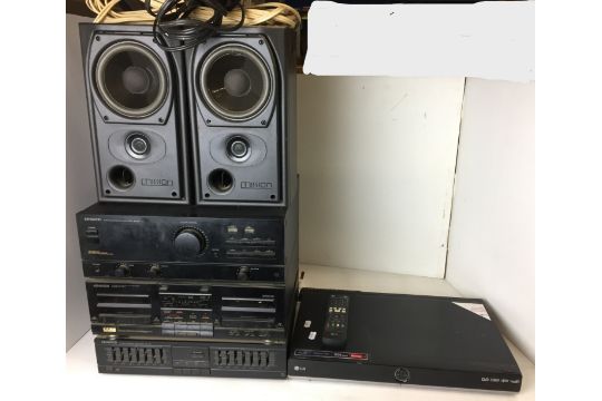Three items including Kenwood stacker system, pair of Mission speakers ...