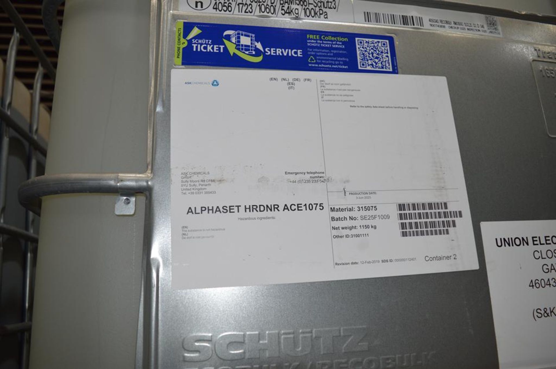 (5) IBC's(2) With Contents of Alphaset Resin TPA70(3) With Contents of ...