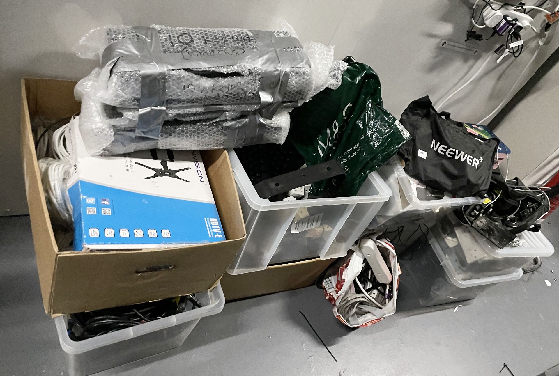 1 x Large Assorted Job Lot Including a Power Winch, Packs of Windows ...