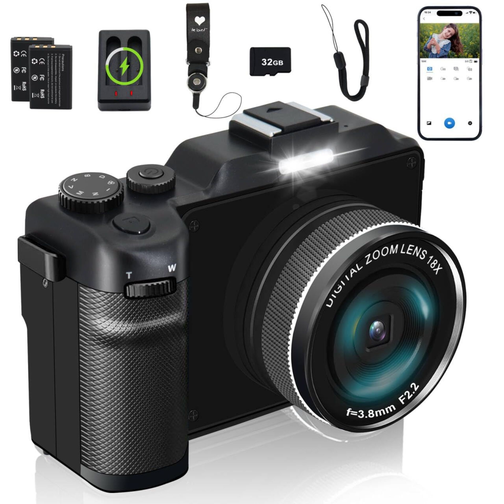 4K Digital Camera for Photography 64MP 18X Digital Zoom Auto Focus ...