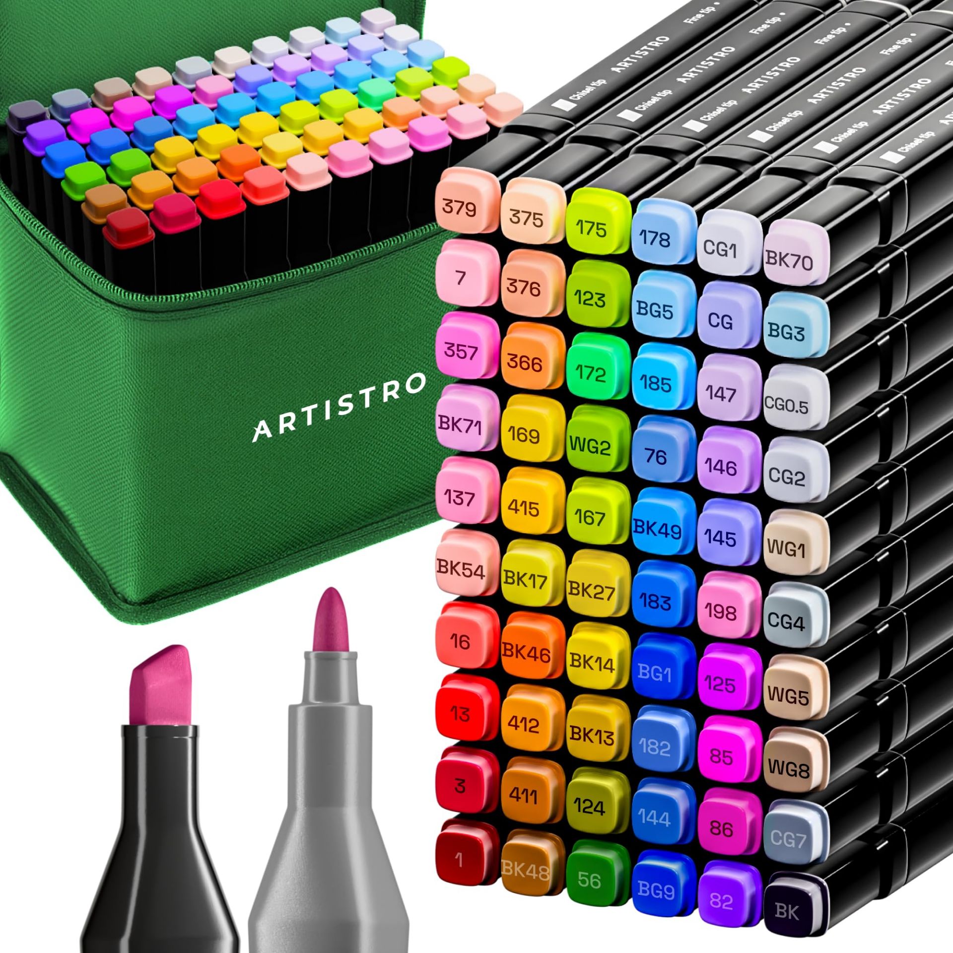 ARTISTRO 120 Dual-Tip Alcohol Markers - Alcohol-Based Pens Set, Chisel ...