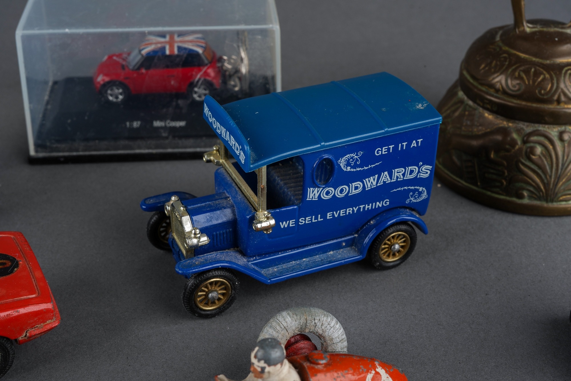 Assorted lot to inclue playworn cars: Dinky Maserati racing car, Corgi ...