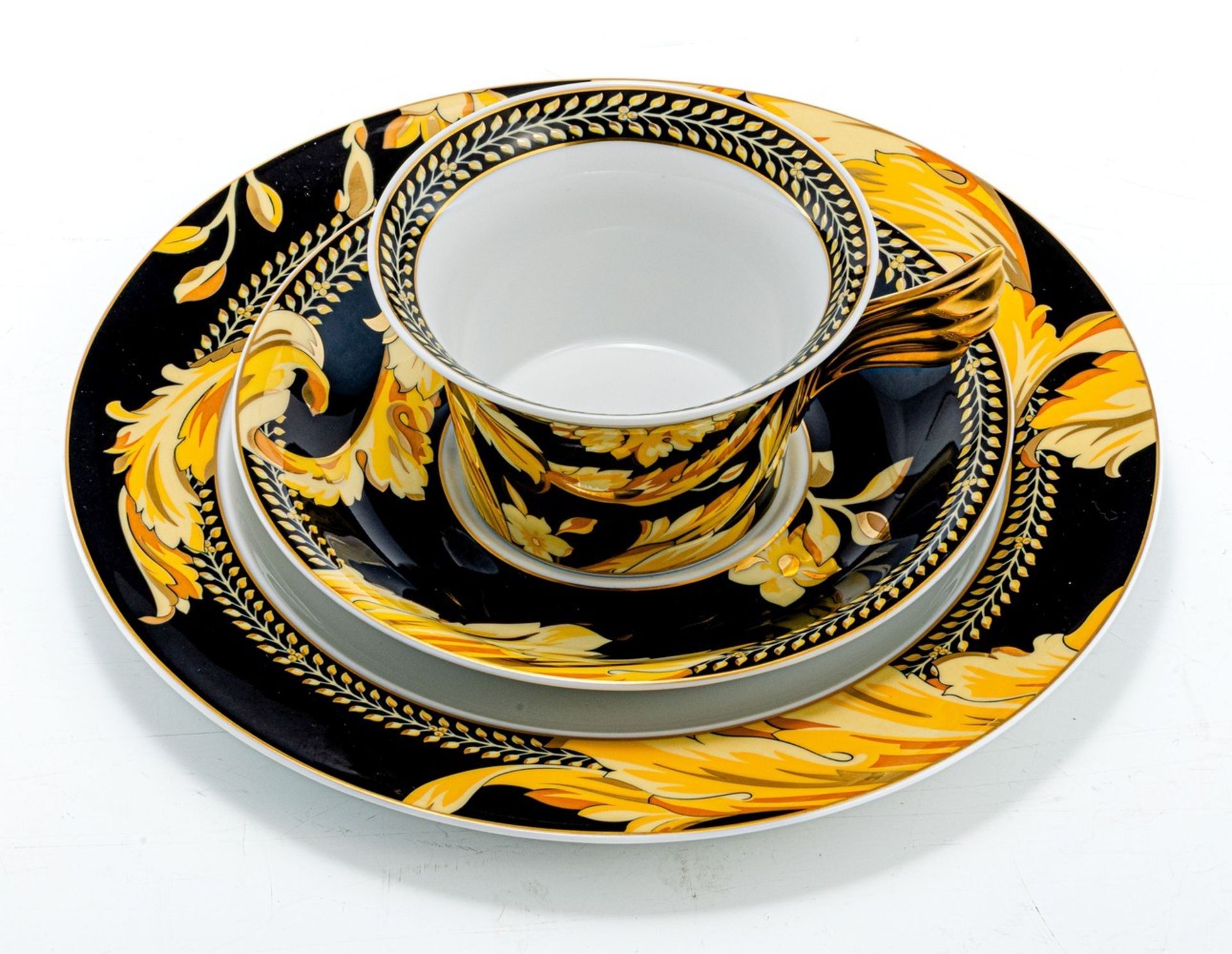 Teegedeck "Vanity" Rosenthal, Selb für Versace Gelber Akanthusdekor mit ...