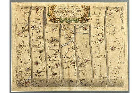JOHN OGILBY hand-coloured engraved map 'The Road from Chester to ...