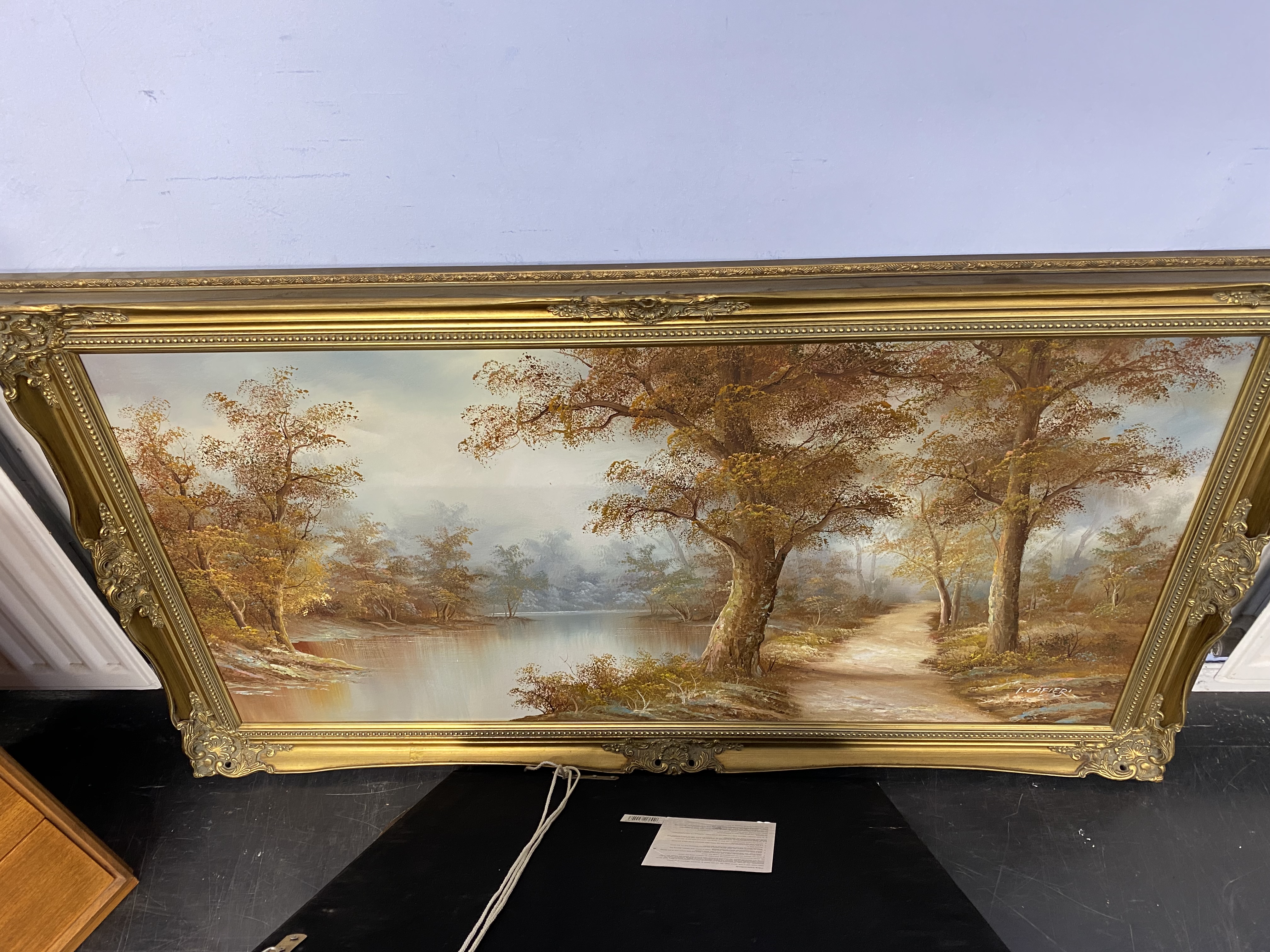 A large oil on canvas by Irene Cafieri (20th Century), framed and ...
