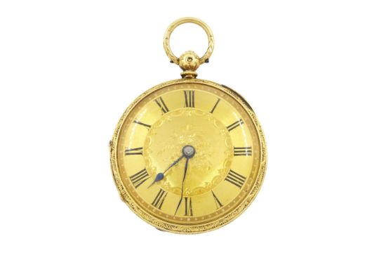 Victorian 18ct gold open face key wound lever pocket watch, No. 33202 ...