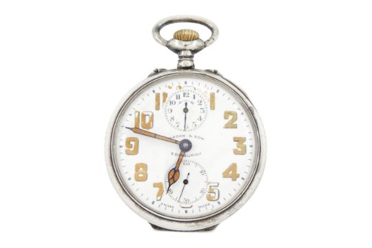Early 20th century silver open face keyless lever alarm pocket watch by ...
