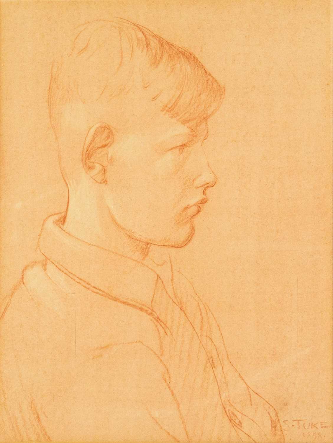 Henry Scott Tuke 1858-1929 "Portrait of a boy" red chalk signed and ...
