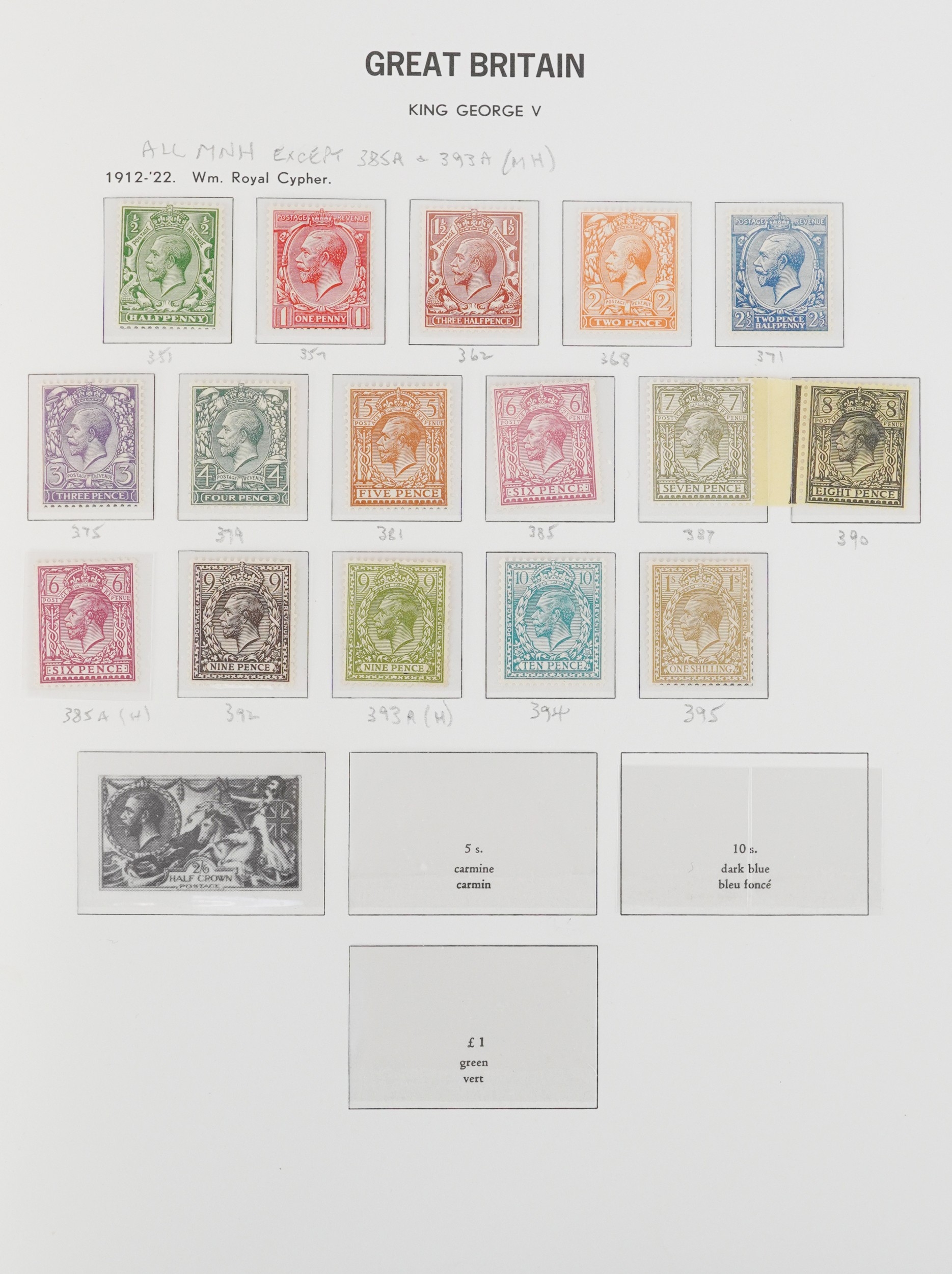 A good selection of George V stamps in unmounted mint condition ...