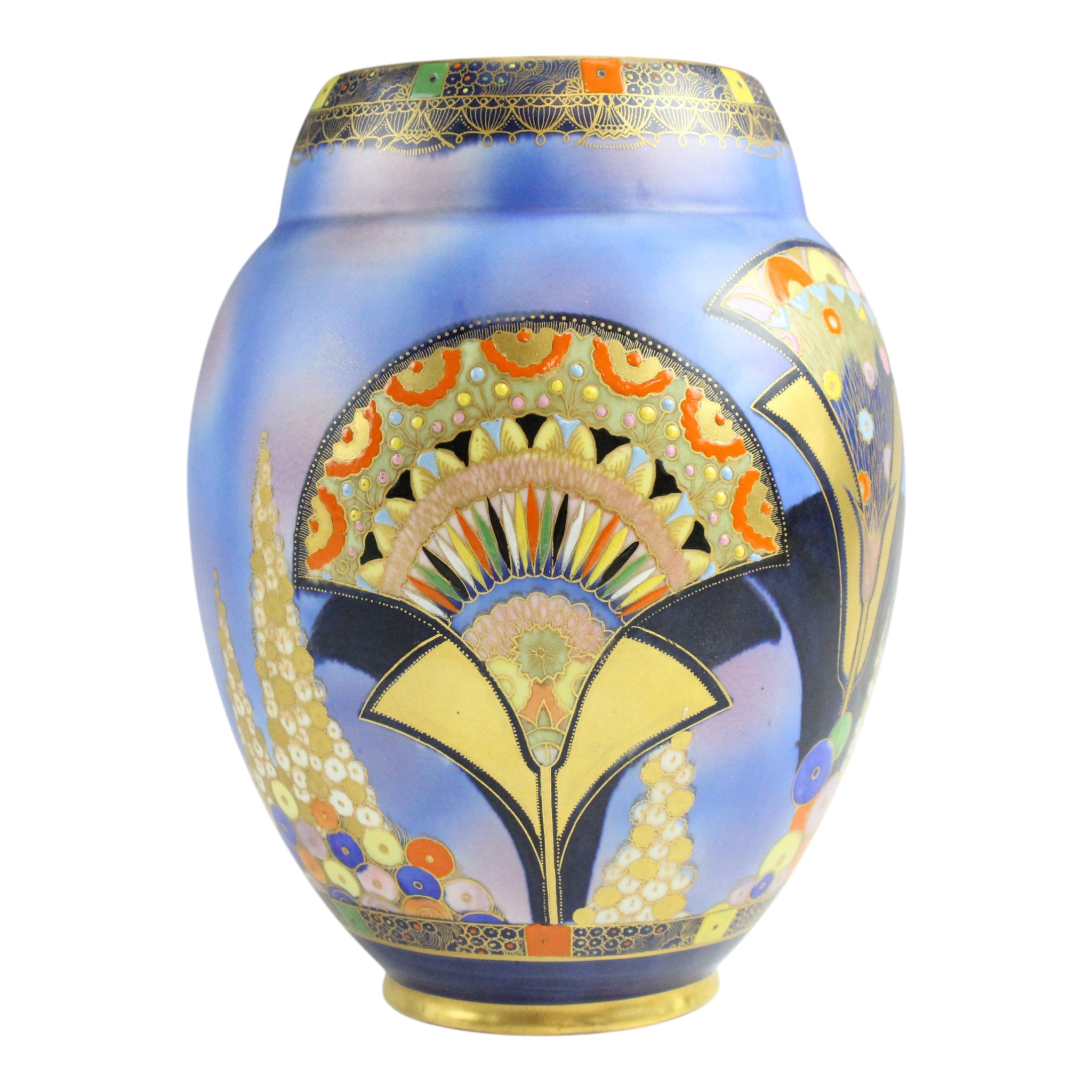 A Carlton Ware Art Deco "Egyptian Fan" pattern baluster vase, circa ...