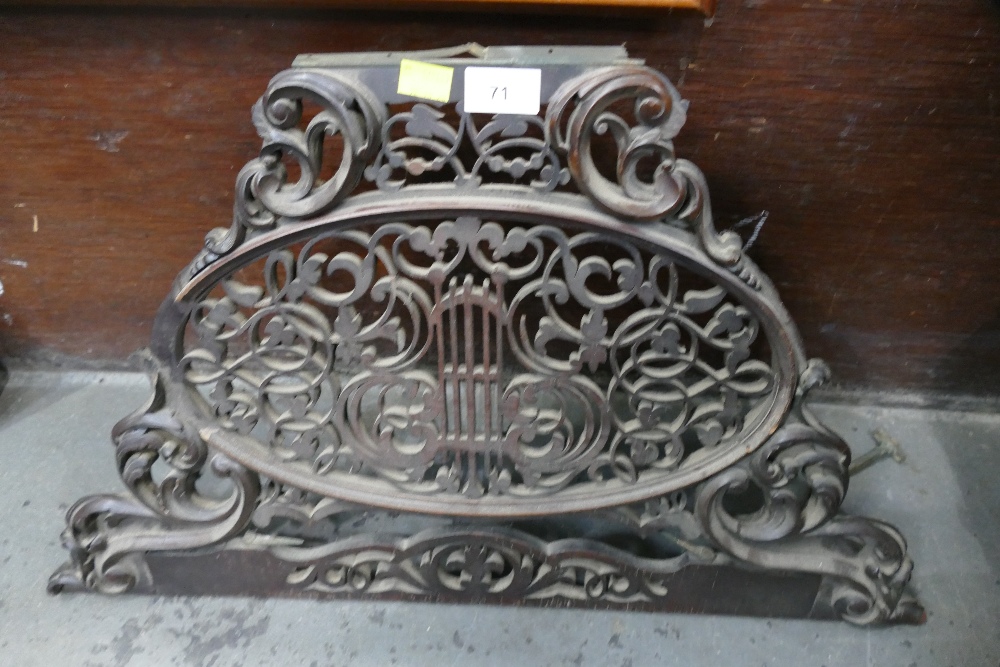 Antique wooden fretwork carving, possibly music stand