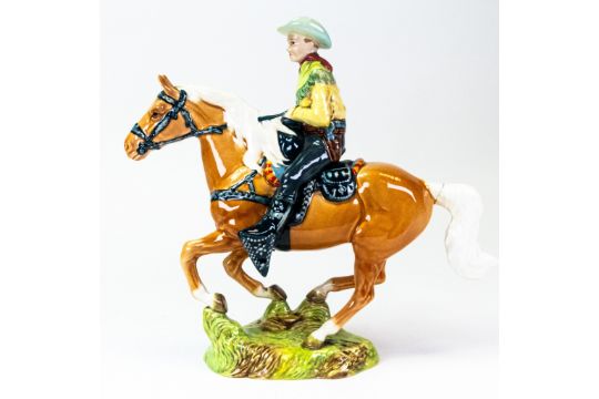 Beswick Cowboy mounted on a galloping Palomino horse, model no.1377, H ...