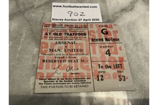 66/67 Manchester United v Arsenal Beam Back Football Ticket: Excellent ...