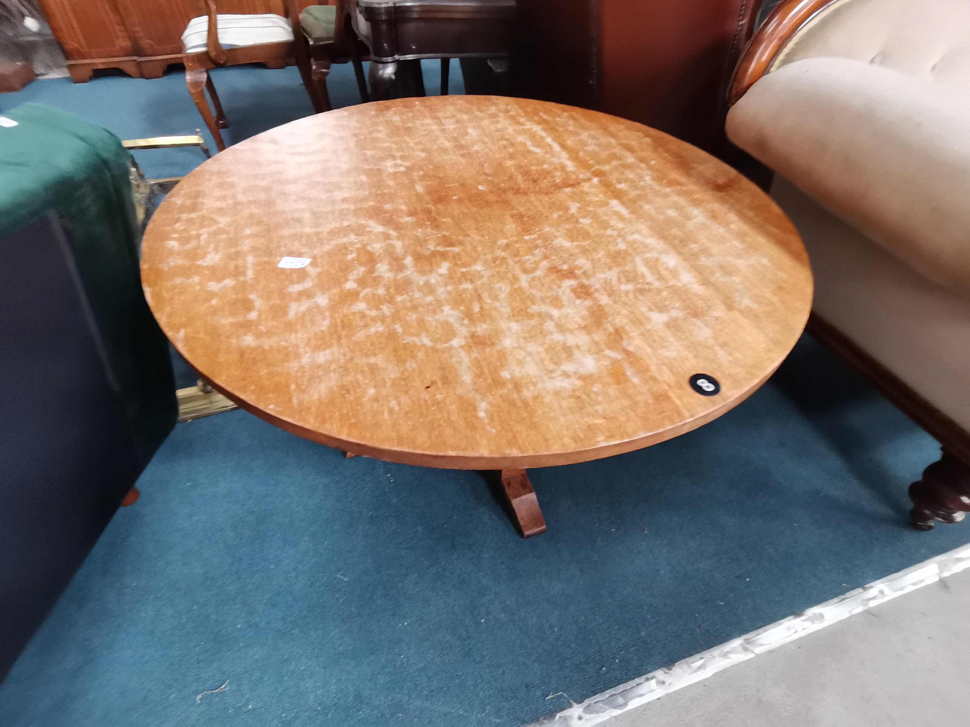A Yorkshire oak probably Slaters of Crayke circular coffee table 1m ...