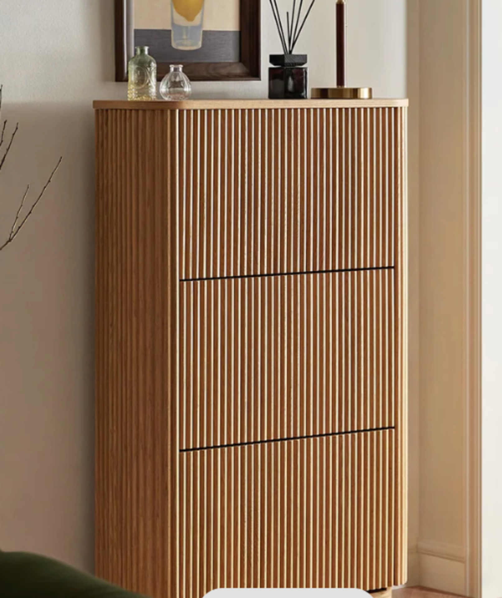 Boxed Maru 3-Door Shoe Storage Cabinet, Oak. - SR6.1.6. RRP £359.99 ...