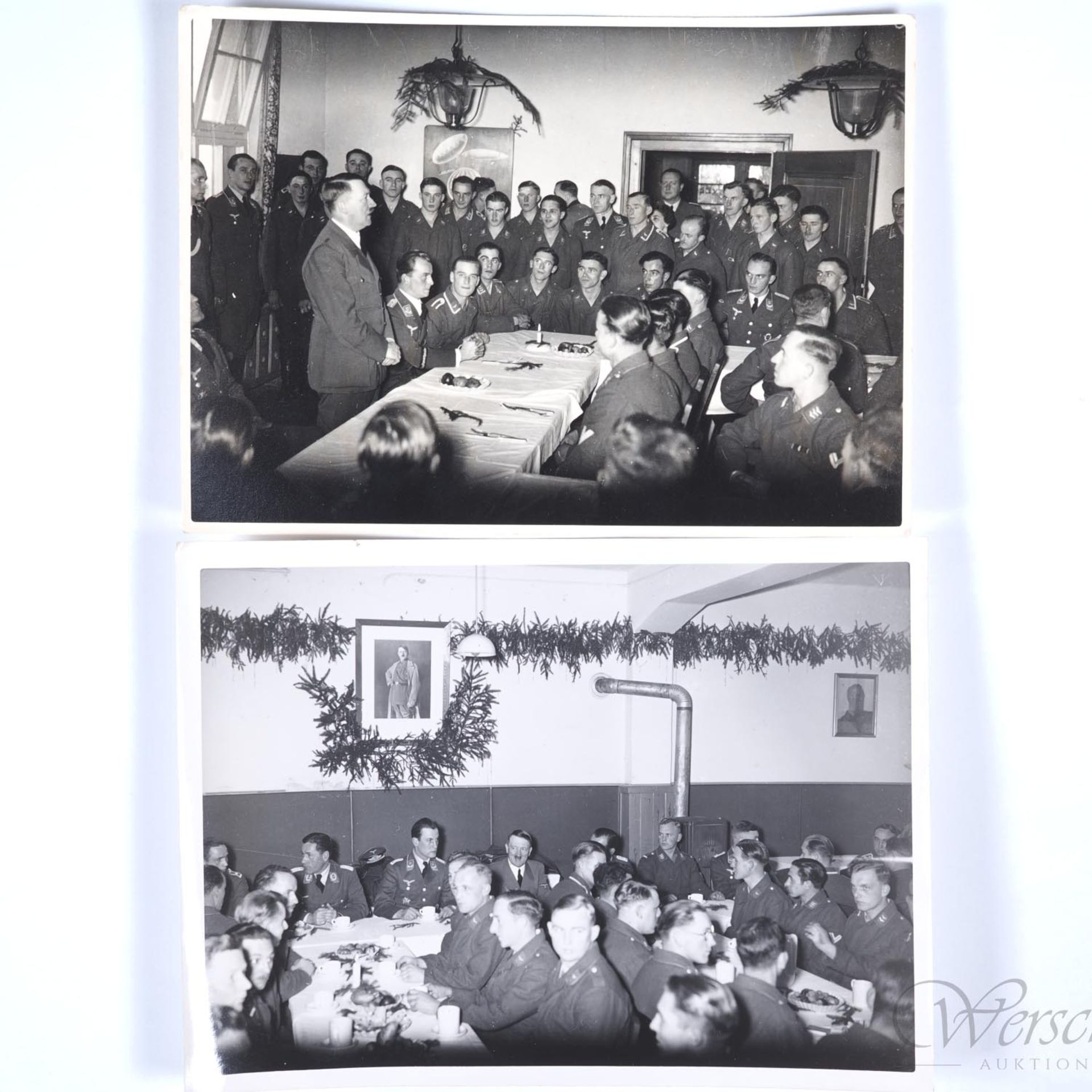 2x Adolf Hitler original Foto Jagdgeschwader 52 Weihnachten 1939 Lachen ...