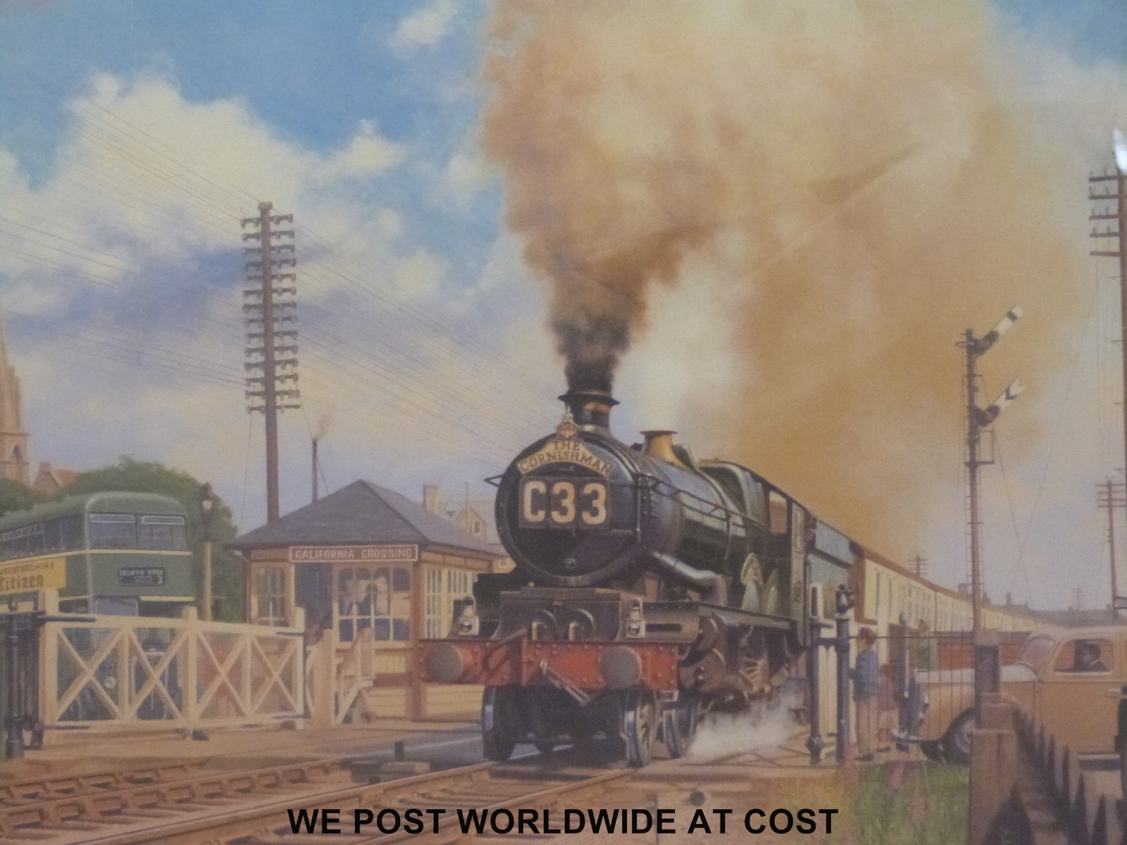 Eric Bottomley signed print 'The Cornishman at Gloucester' GWR steam ...
