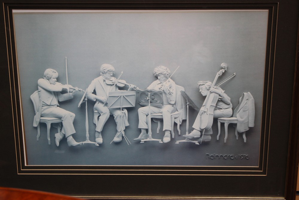 Reinhard 1976, 3D effect string quartet print, approx 43cm x 63cm