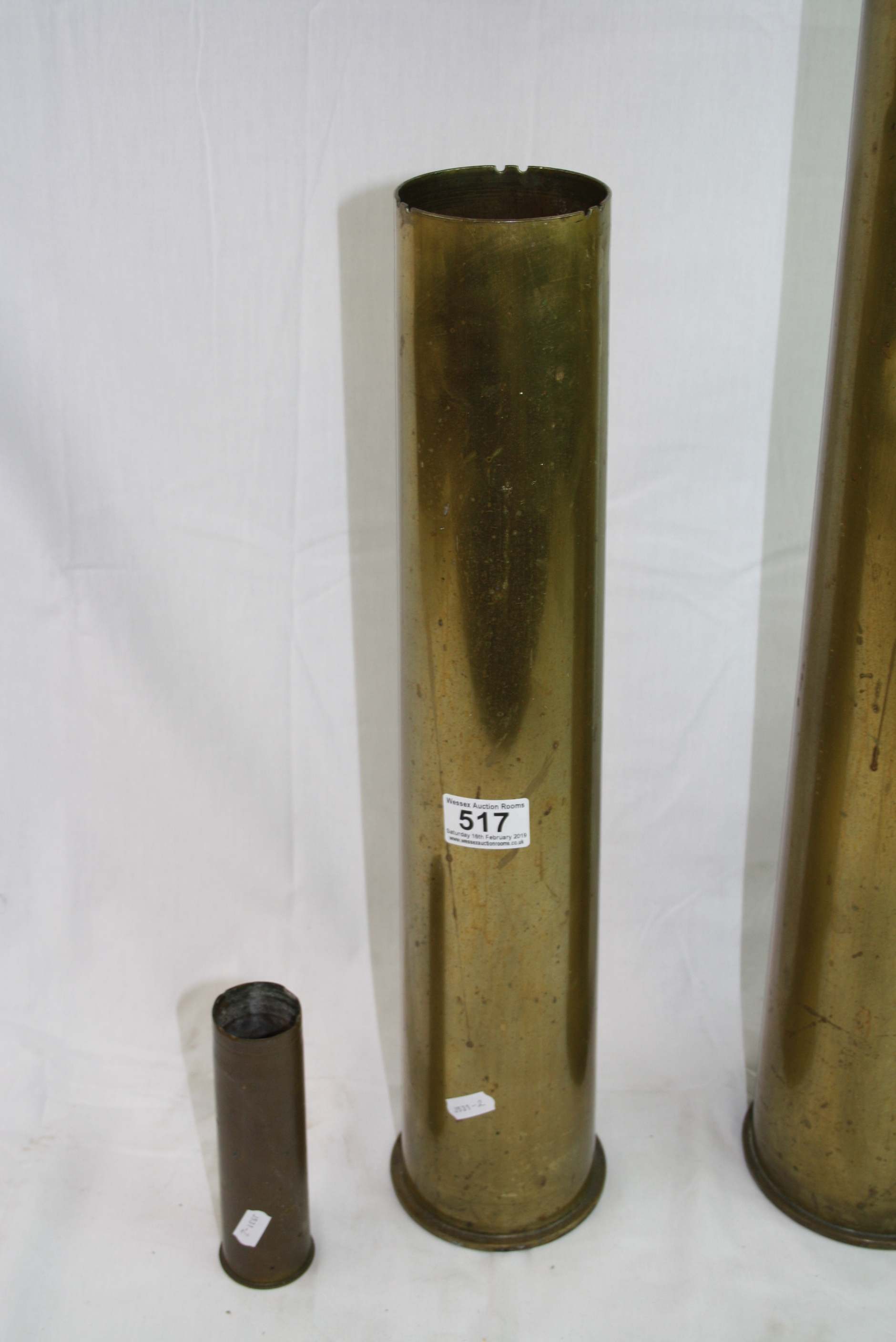 A Collection Of Three World War One & World War Two Inert Artillery Shells.