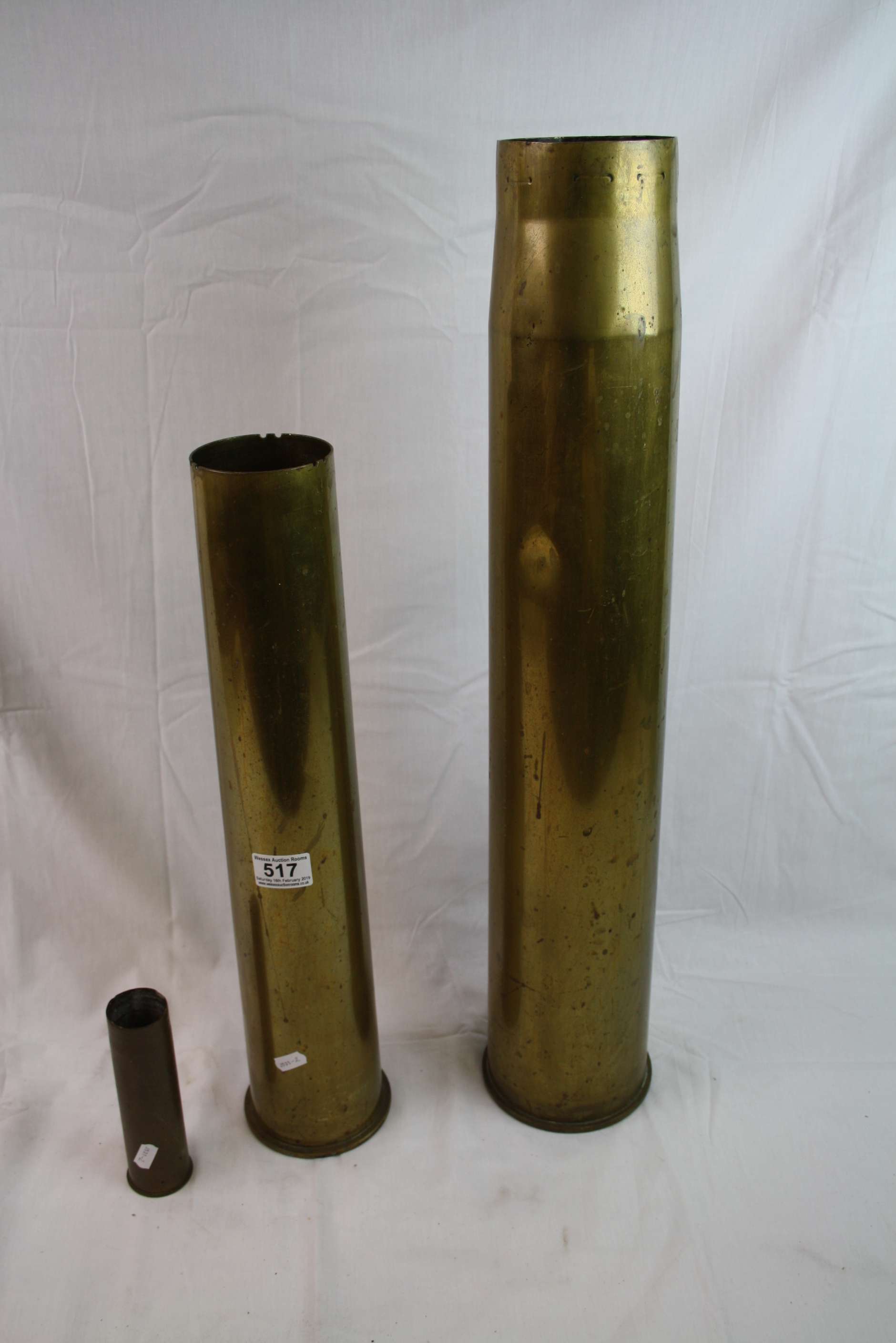 A Collection Of Three World War One & World War Two Inert Artillery Shells.