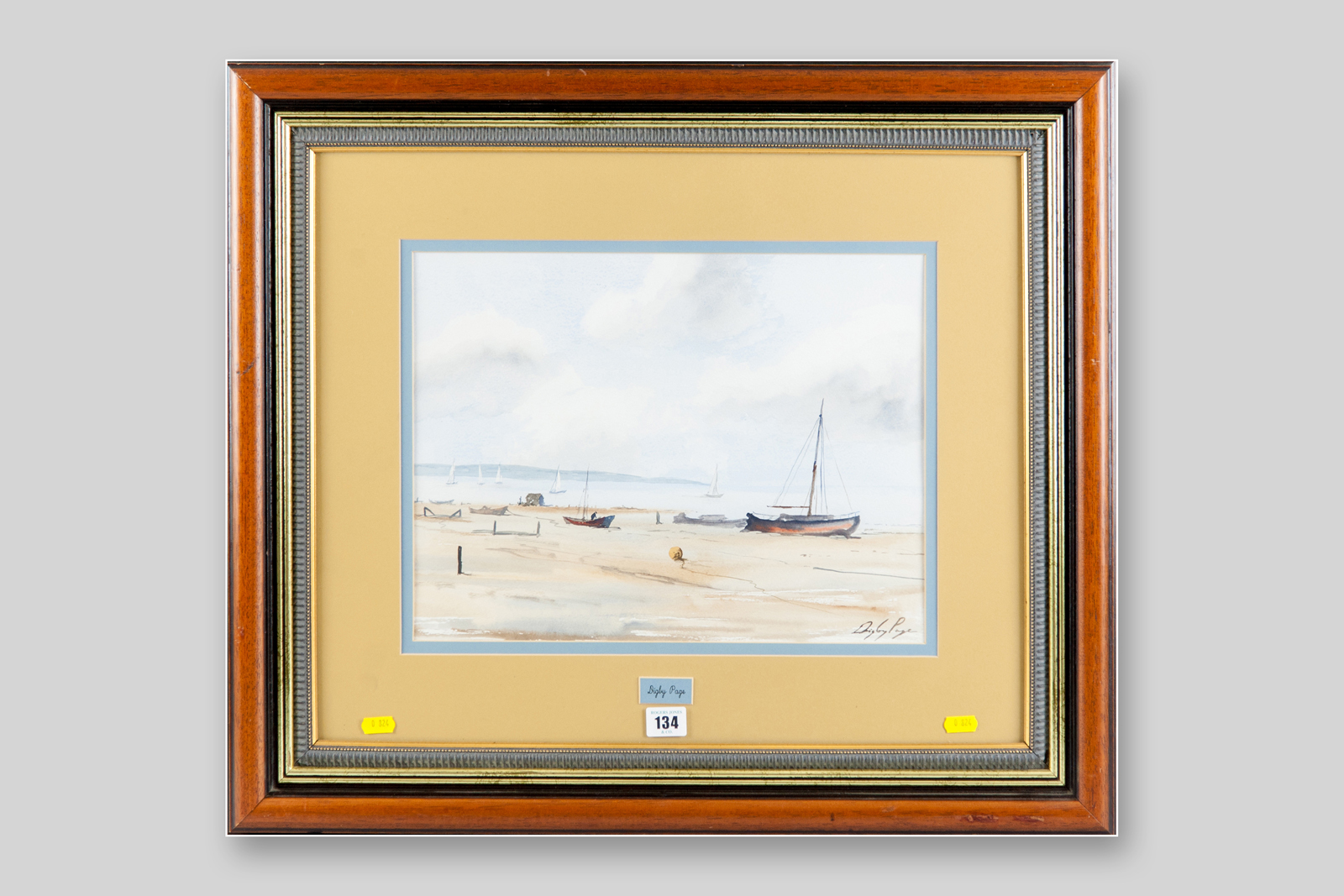 DIGBY PAGE watercolours, a pair - coastal scenes with figures and boats ...