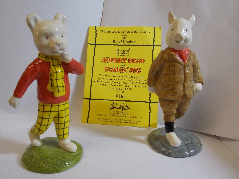 ROYAL DOULTON BESWICK WARE RUPERT BEAR NO. 260, PODGY PIG 260/1920 C.O.A.