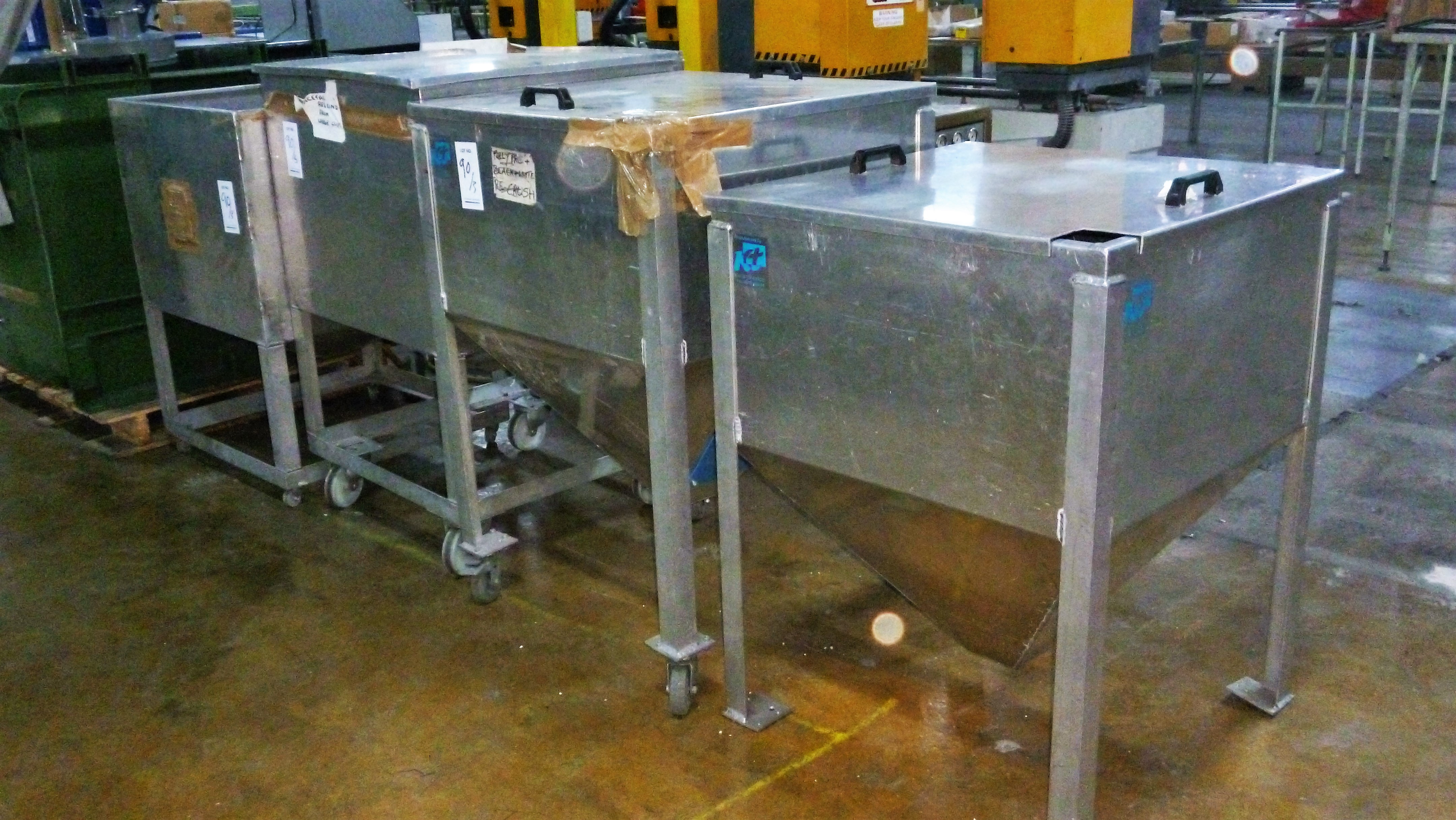 Aluminium Plastic Granule Feed Bins 4 Off