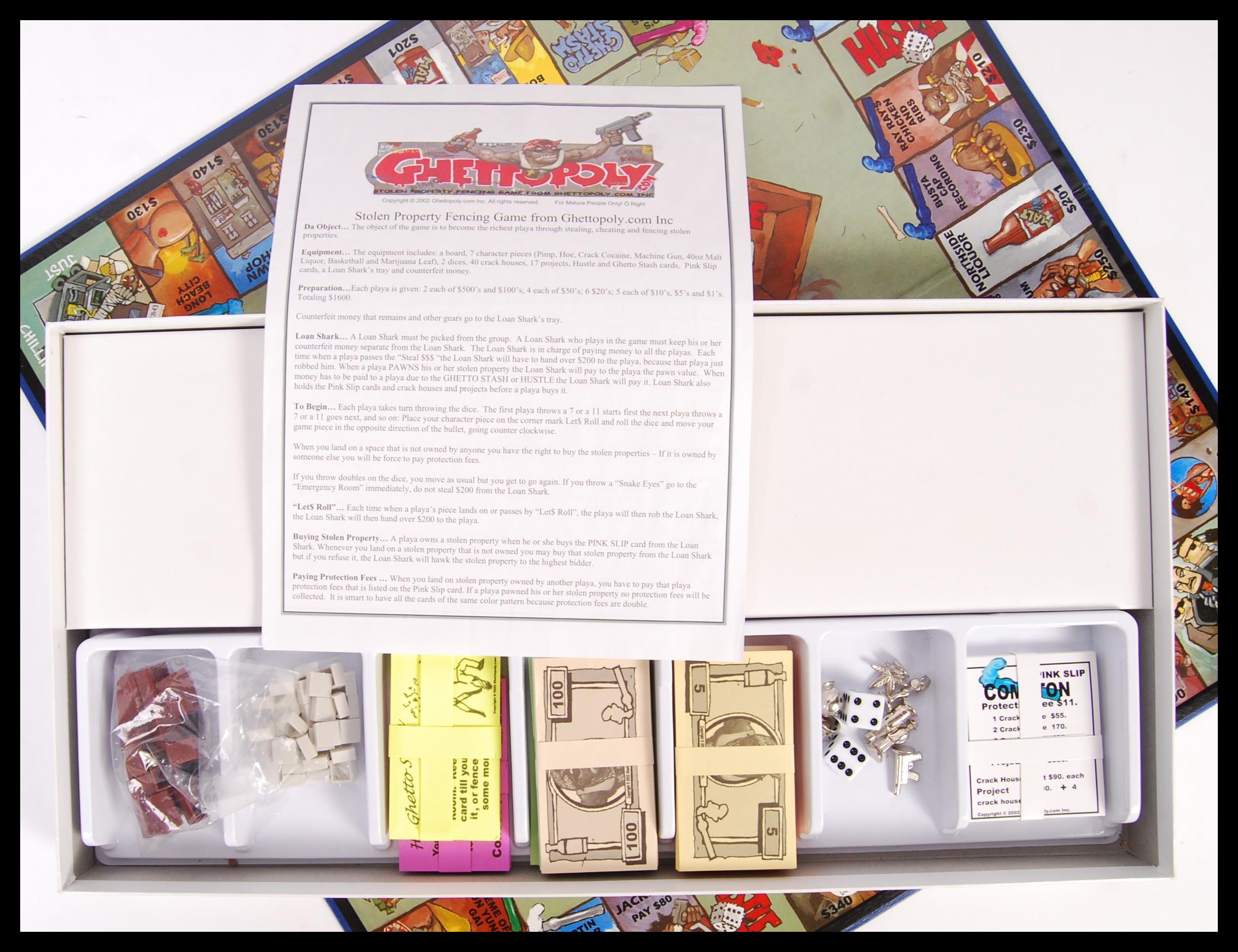 A rare 2002 Ghettopoly.com made ' Ghettopoly ' monopoly style fantasy ...