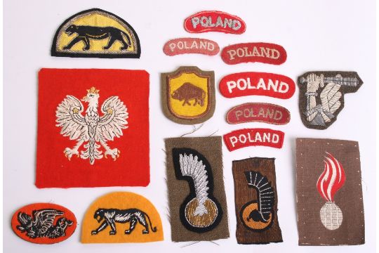 Selection of WW2 Polish Cloth Insignia, consisting of silk woven 1st ...