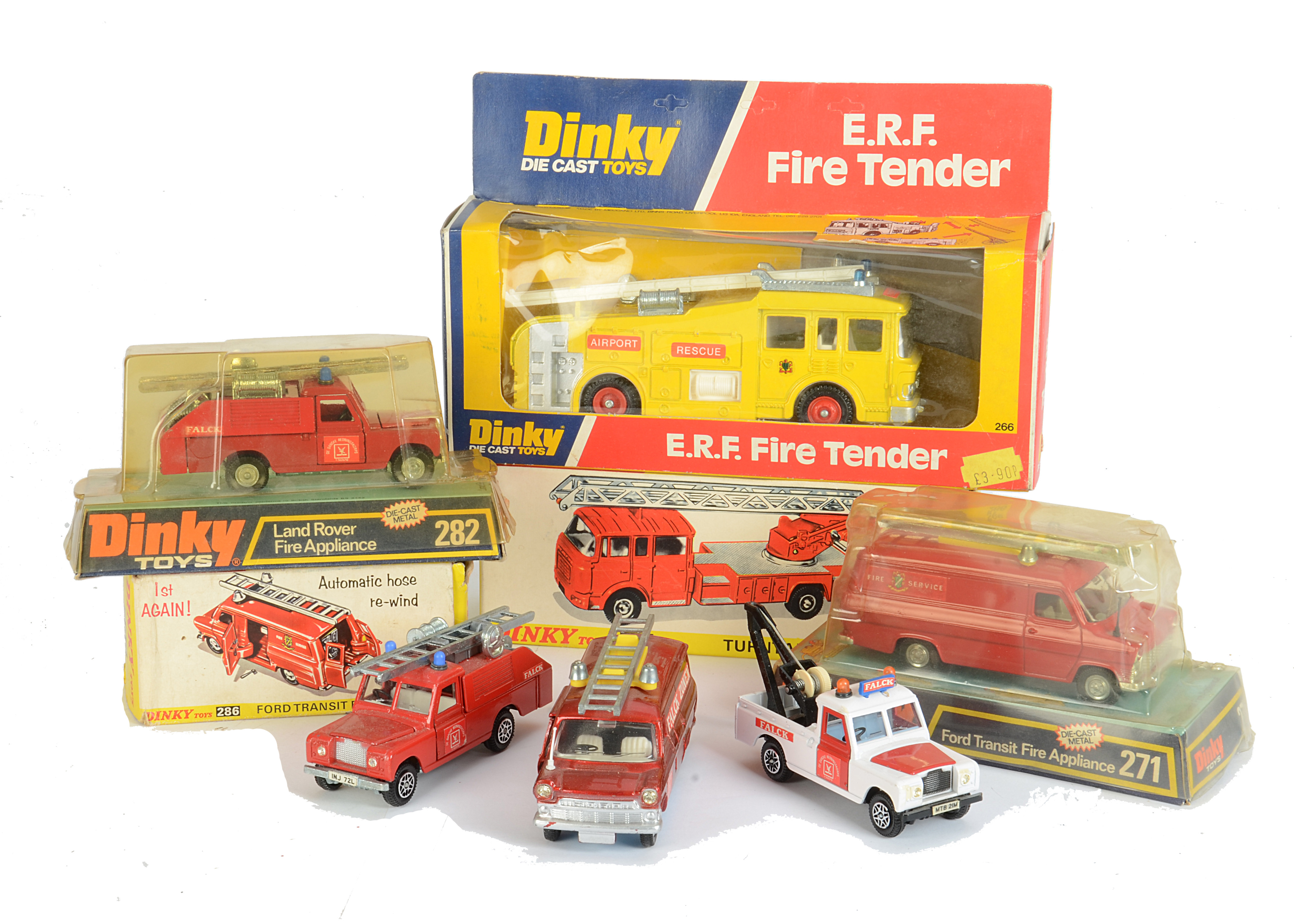Dinky Toys Fire Engines, 956 Turntable Fire Escape, 286 Ford Transit ...