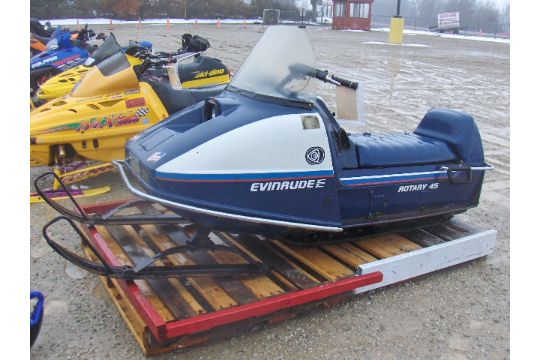 1975 EVINRUDE ROTARY 45 SNOWMOBILE, reverse, sold with a bill of sale ...