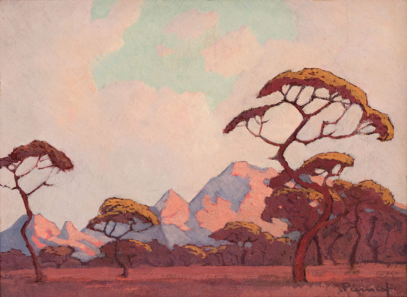 Jacob Hendrik Pierneef Landscape with Acacias signed oil on board 22 by ...