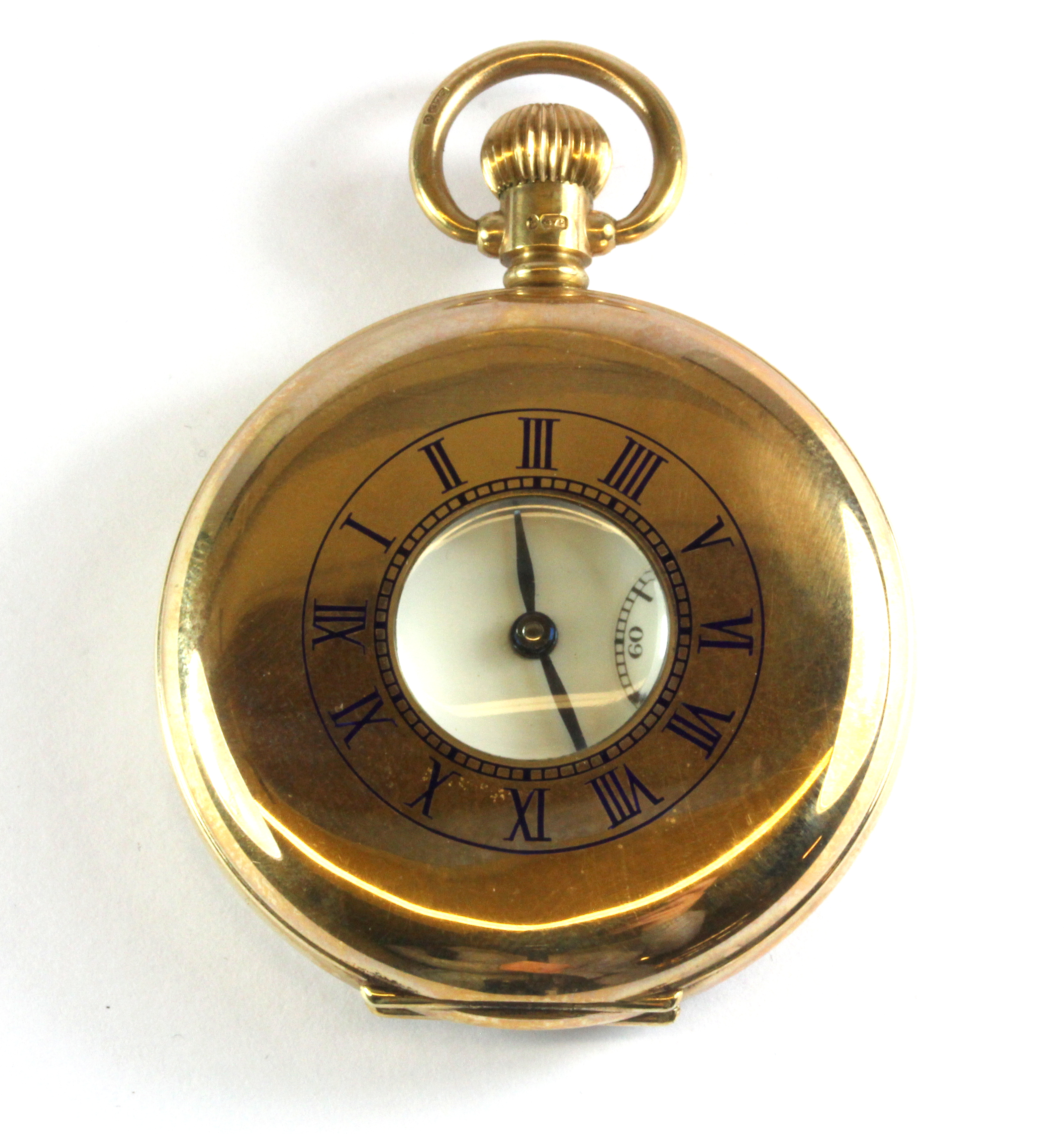 A Roidor 9ct yellow gold half hunter presentation pocket watch in an ...