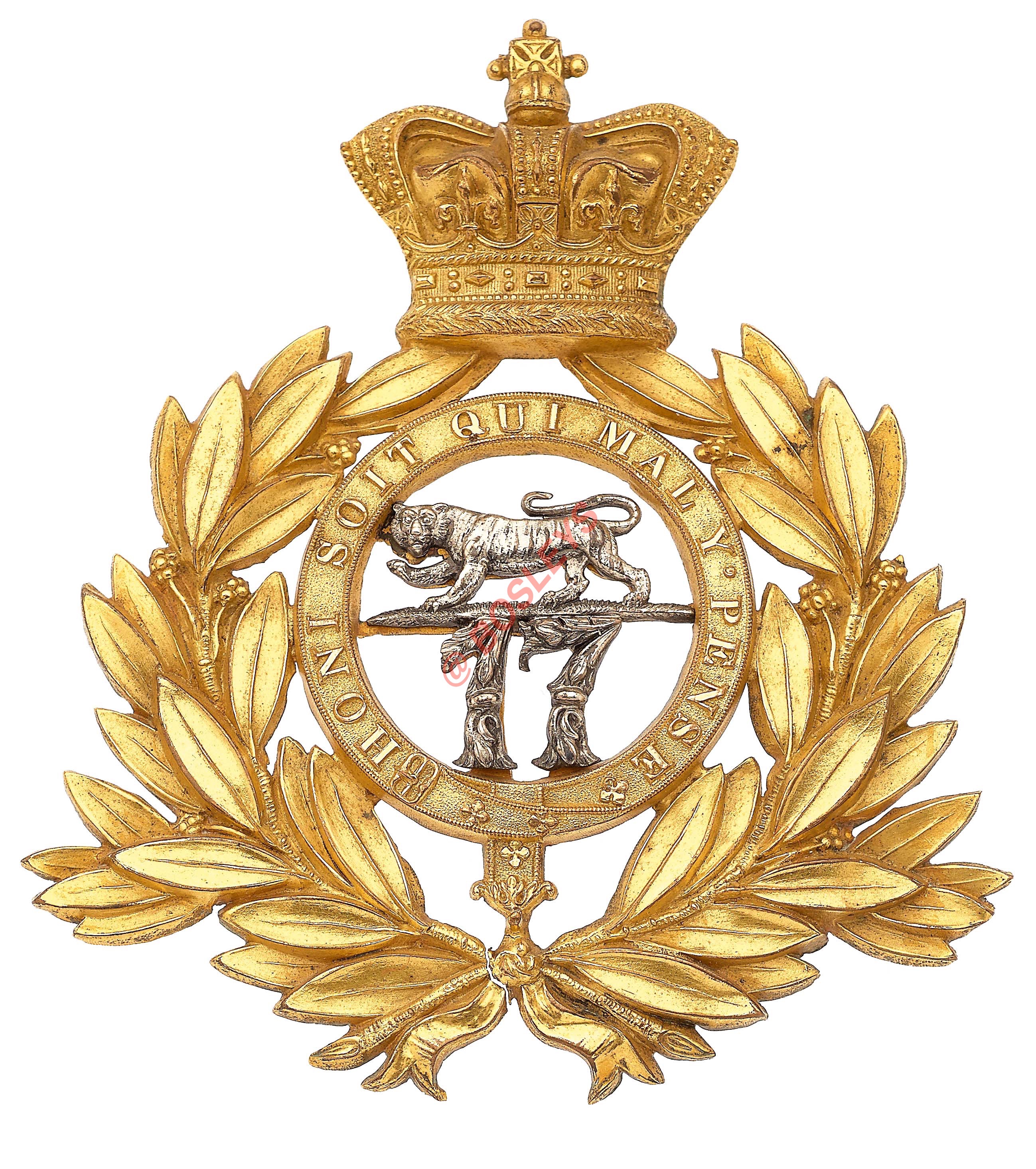 17th (Leicestershire) Regiment of Foot Victorian Officer's shako plate ...