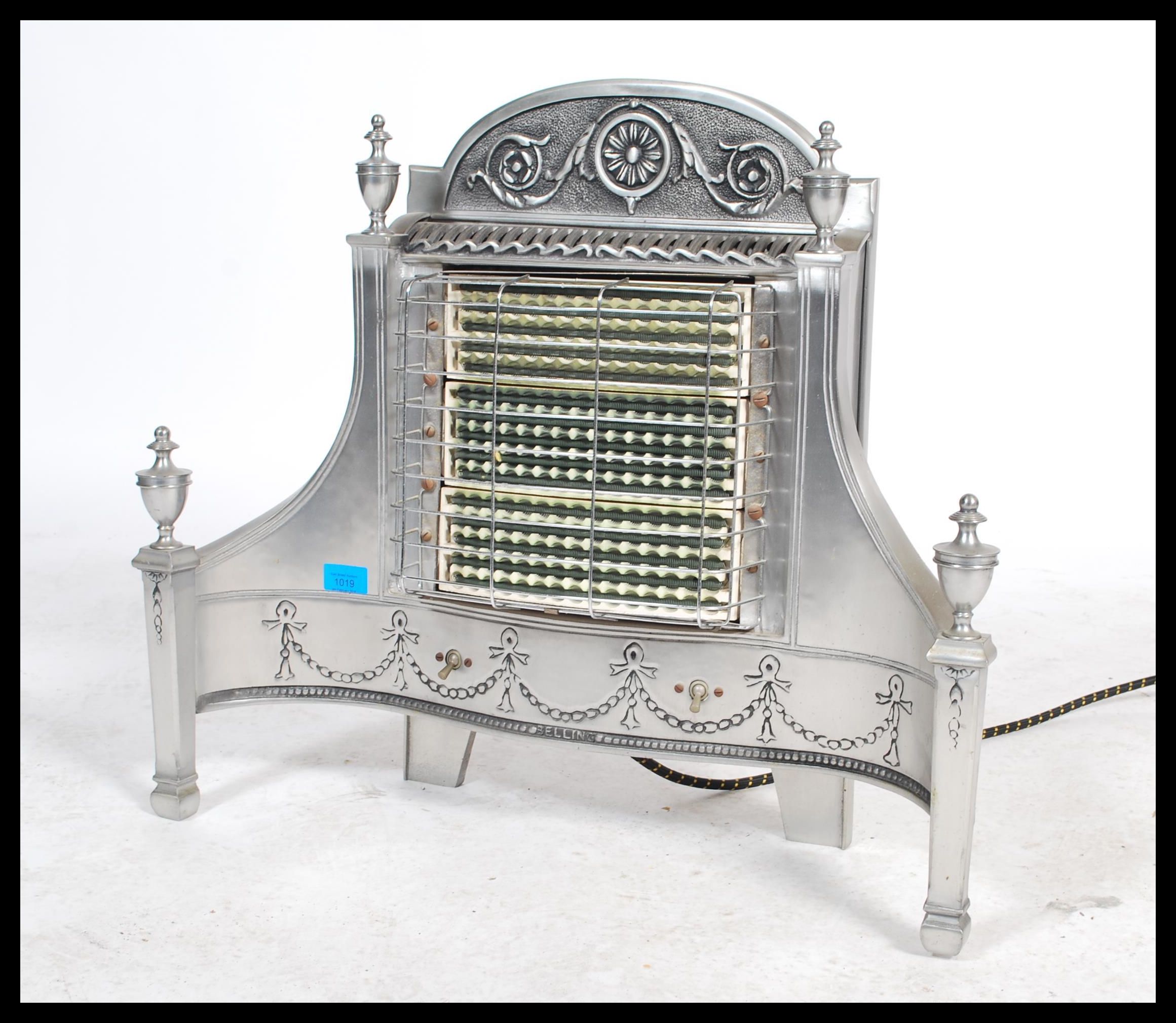 A fabulous mid 20th century silvered electric bar fire by belling ...