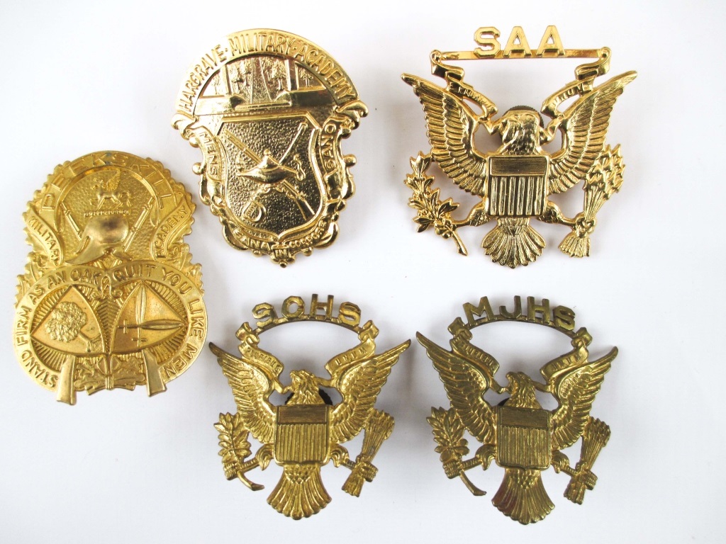 UNITED STATES - 5 US MILITARY ACADEMY & SCHOOLS HAT BADGES 5 US Cadet ...