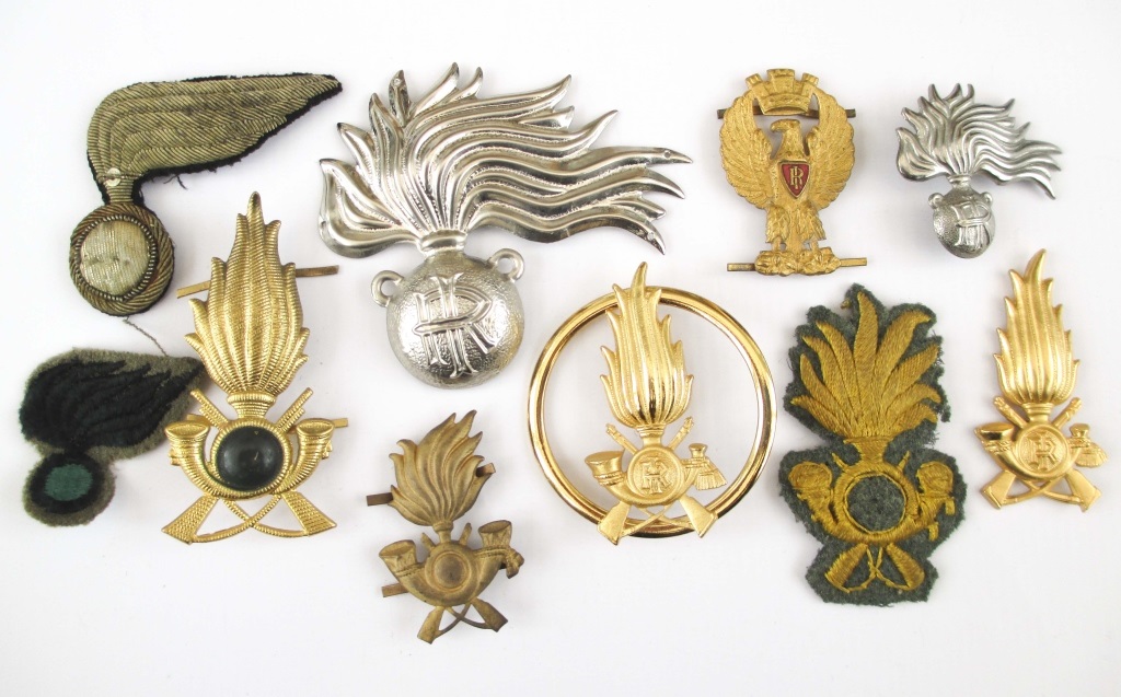 ITALY - 10 ITALIAN ARMY CAP BADGES Italian army cap devices including ...