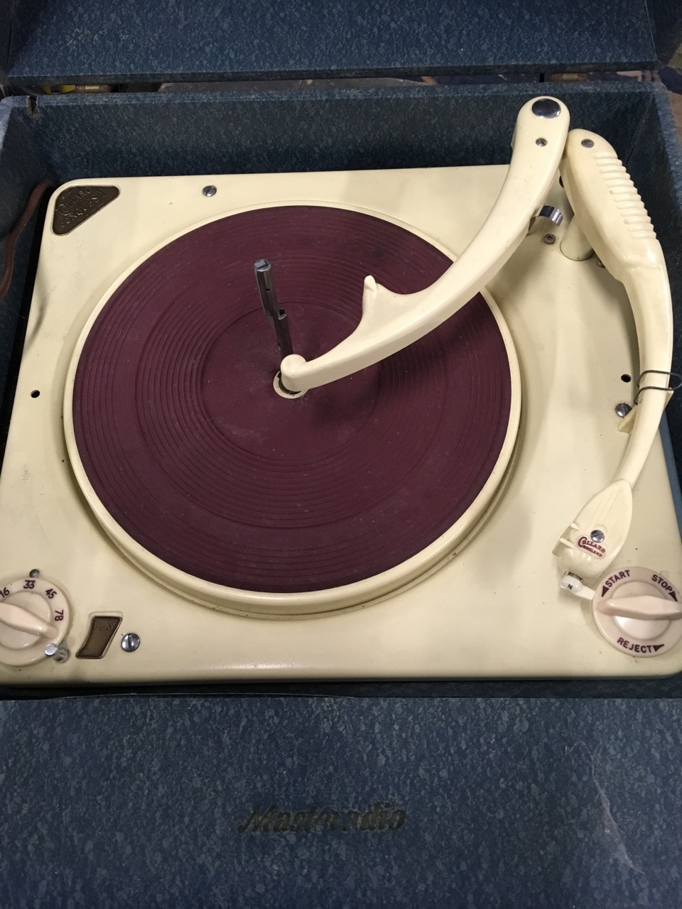 A cased Masterradio 50s record player, the turntable labelled Collaro ...