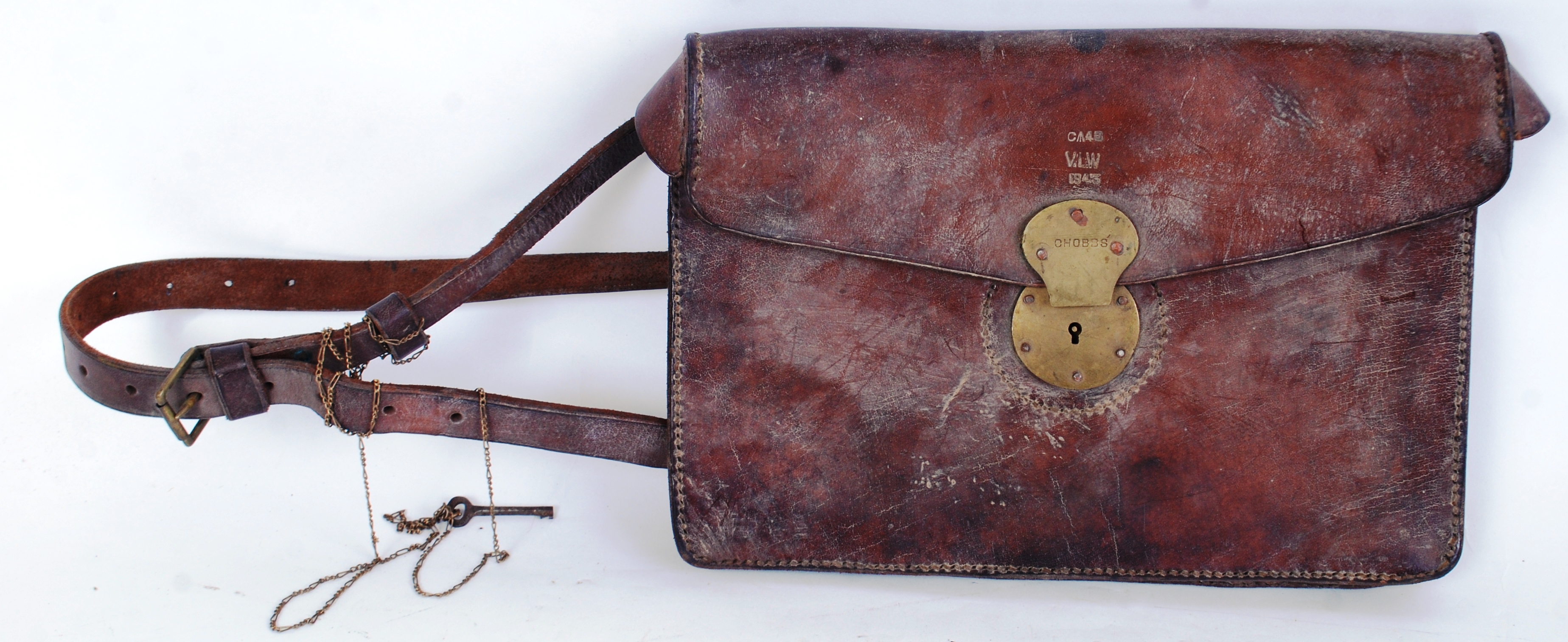 DISPATCH RIDERS BAG: An original WWII Second World War leather locking ...