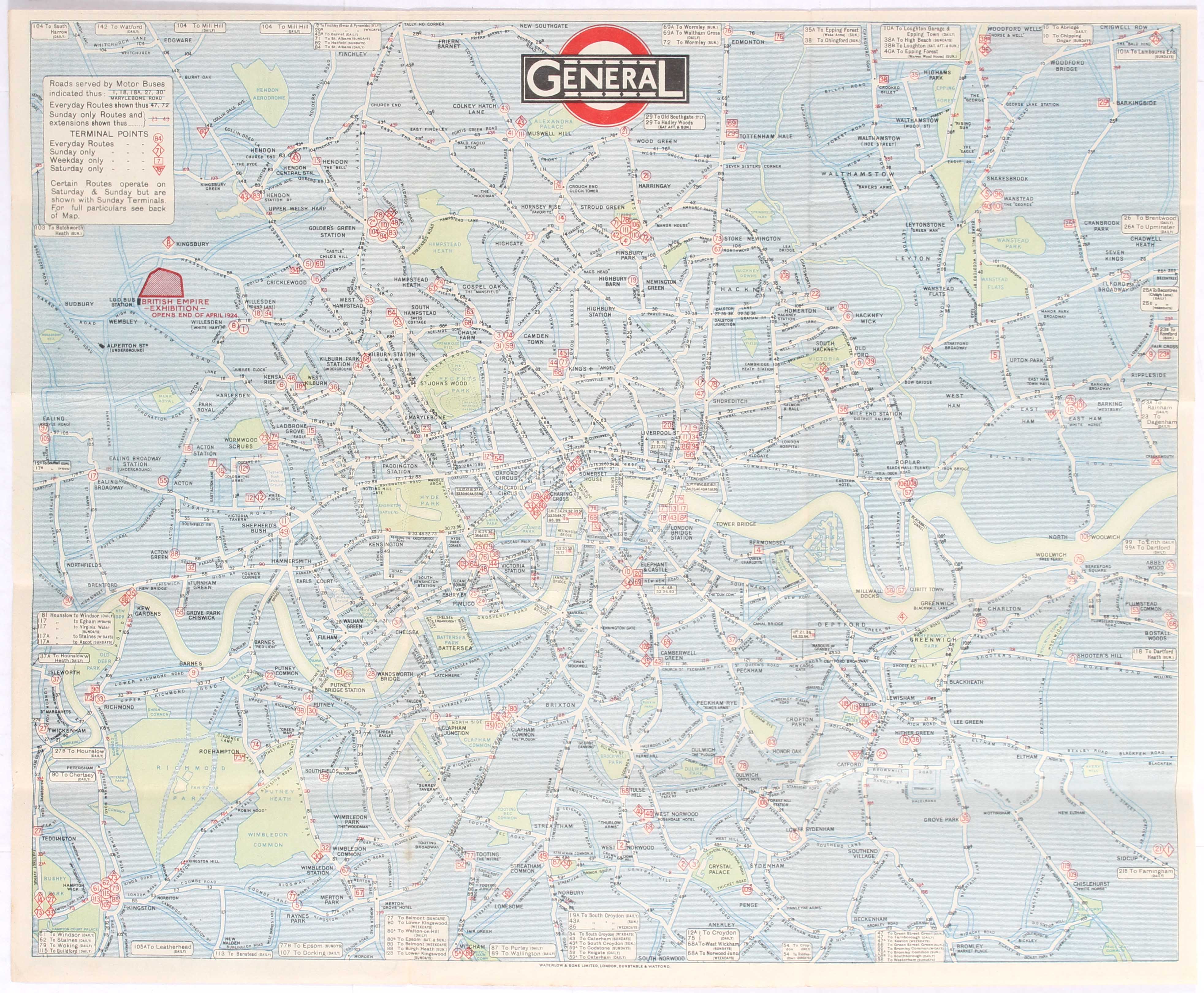 London Transport Map of The London General Bus Routes April 1924 ...