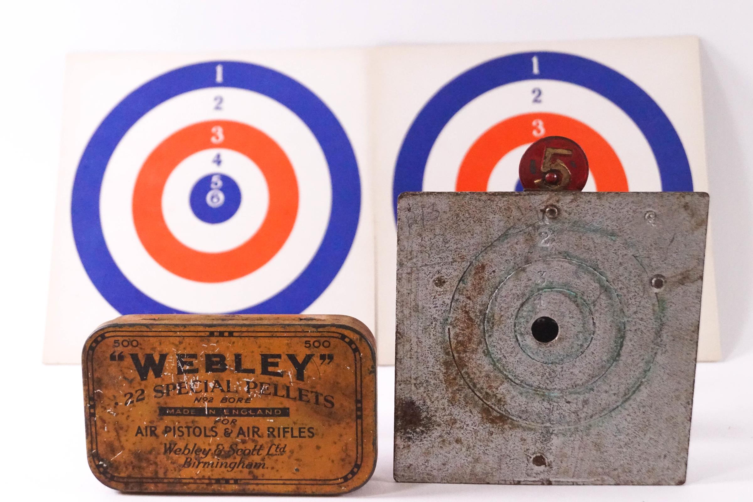 A rare 'Bell' air gun target and pellet tin