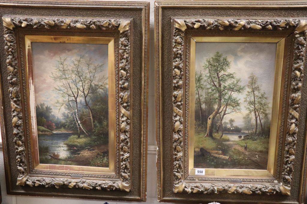 George Haller, Pair of Victorian Oil Paintings on Canvas of Woodland ...