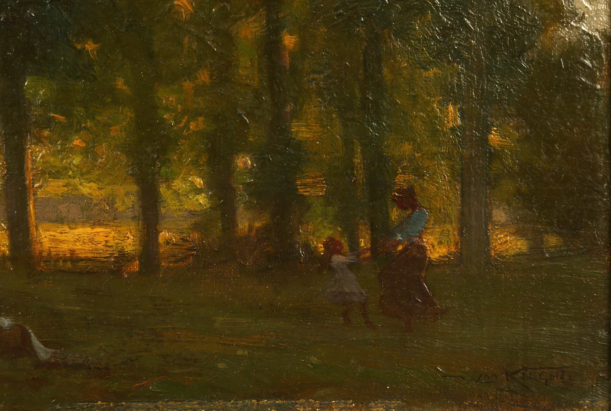 William Knight (British; 1872-1958), 'Forest Scene'. Oil on canvas ...